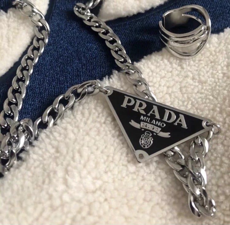 Prada unisex symbole triangle logo chain necklace preorder, Women's ...
