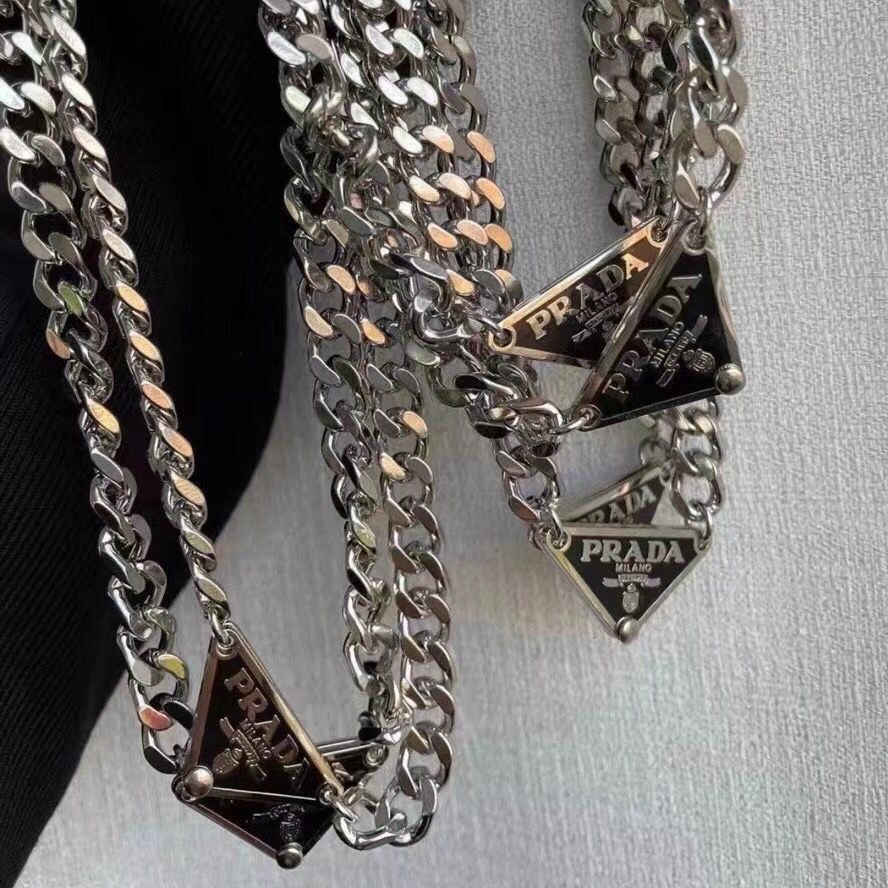 Prada unisex symbole triangle logo chain necklace preorder, Women's ...