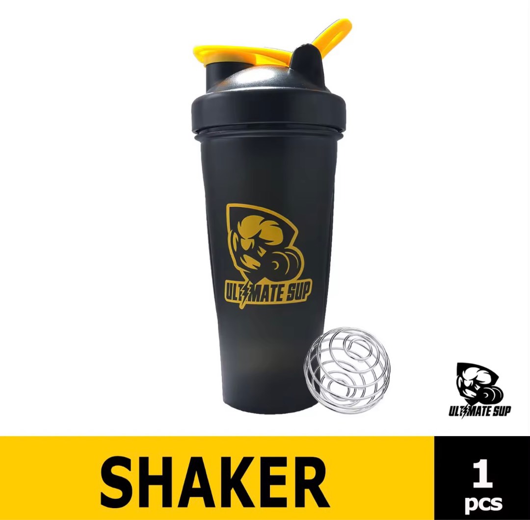 Protein Shake Shaker w Blender Ball /Sports/Gym Water Bottle -Black ...