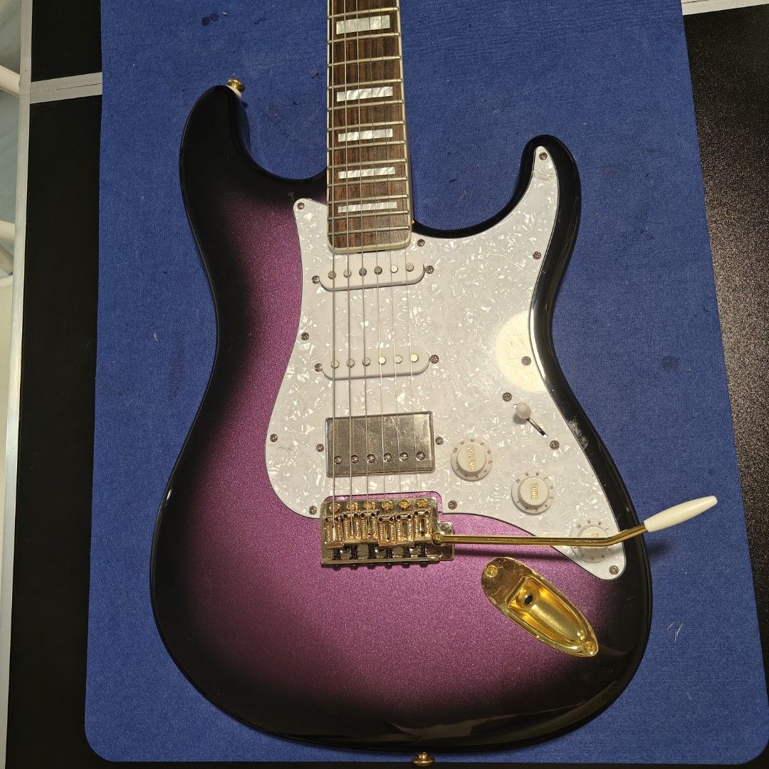 Purple burst custom strat with bound maple neck, rosewood fretboard ...