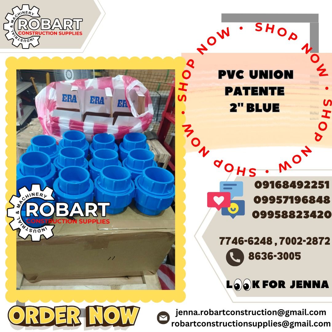 pvc union patente 2'' blue brand:era, Commercial & Industrial ...
