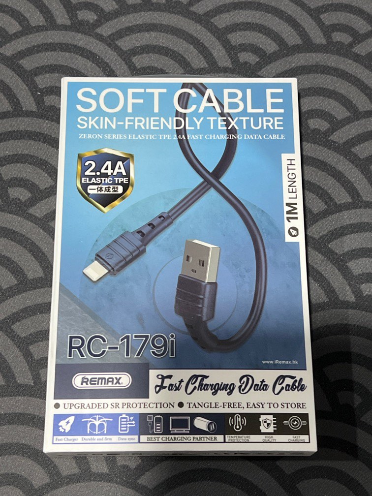 Relax soft cable skin-friendly texture 1M length 2.4A elastic TPE Fast ...