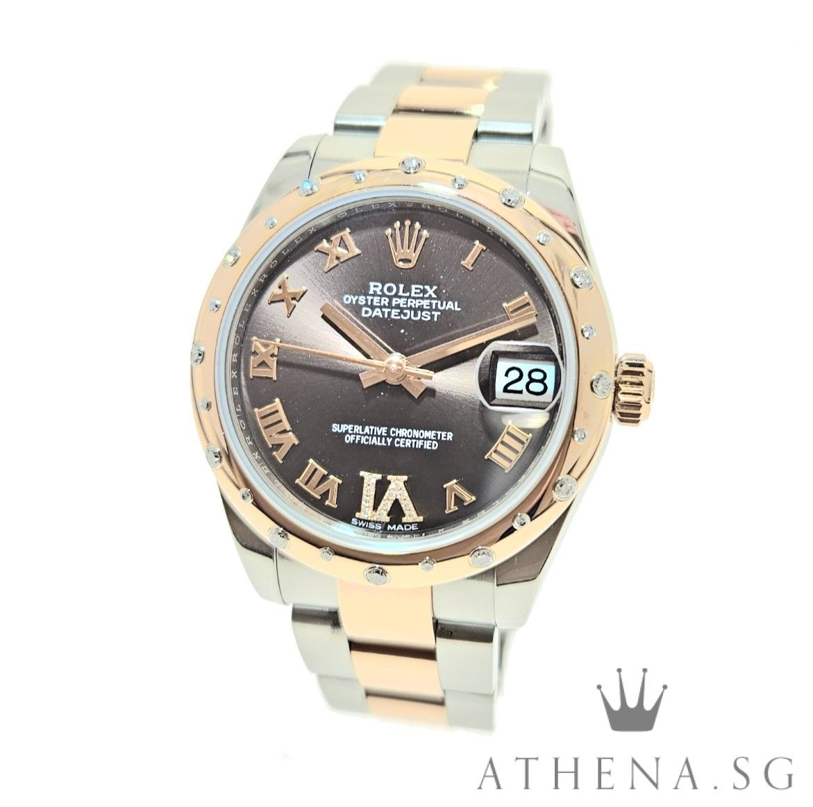 ROLEX 18K EVEROSE GOLD ROLESOR OYSTER PERPETUAL DATEJUST 31 "AN" SERIES ...