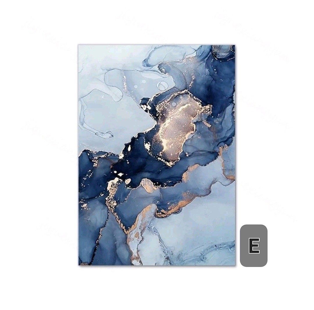 Royal blue marble abstract wall art (with metal frame), Hobbies & Toys ...