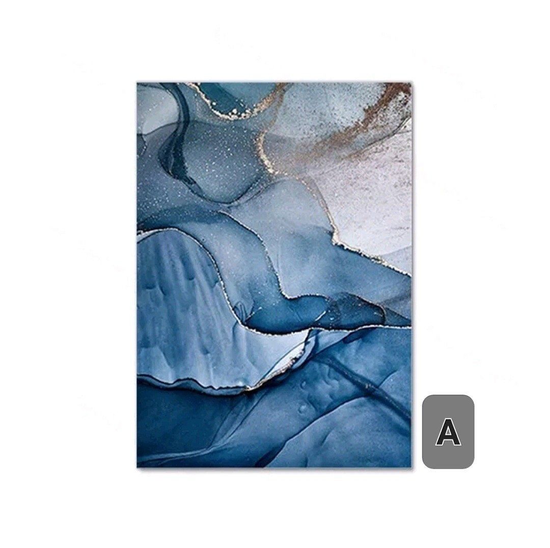 Royal blue marble abstract wall art (with metal frame), Hobbies & Toys ...