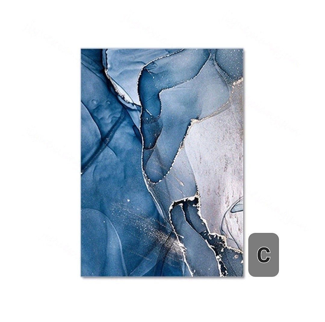 Royal blue marble abstract wall art (with metal frame), Hobbies & Toys ...
