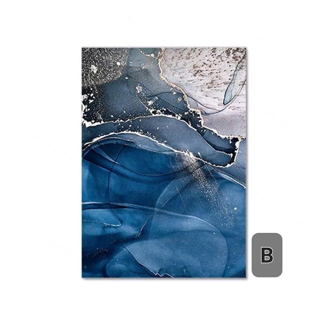 Royal blue marble abstract wall art (with metal frame), Hobbies & Toys ...