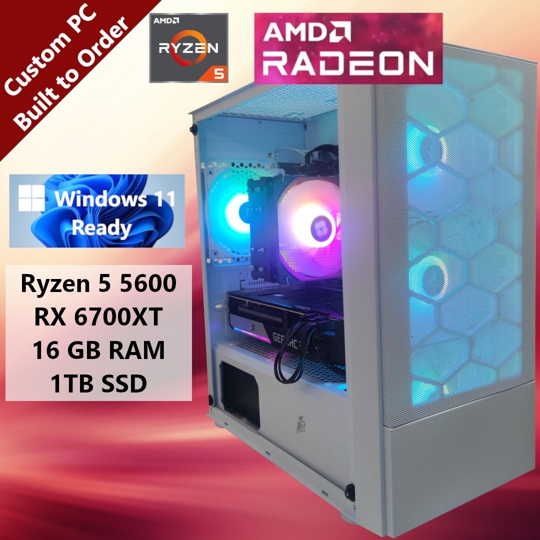 Ryzen 5 5600 RX 6700 XT 12GB LATEST Budget Gaming Computer PC Custom PC ...