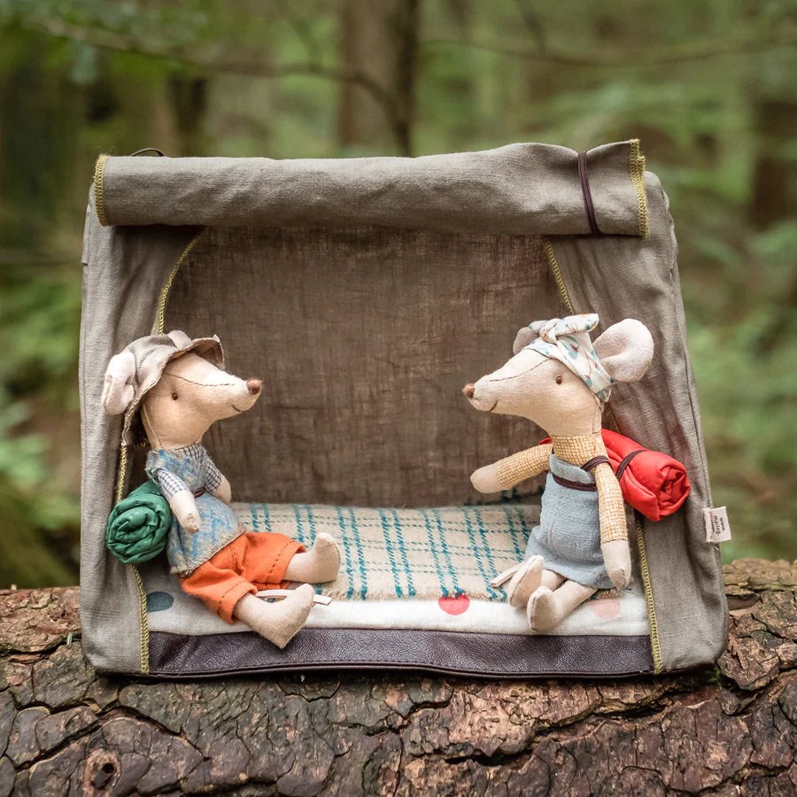 Set of 4 Maileg Camping tent, Hiker Big Brother mouse , with Sister ...