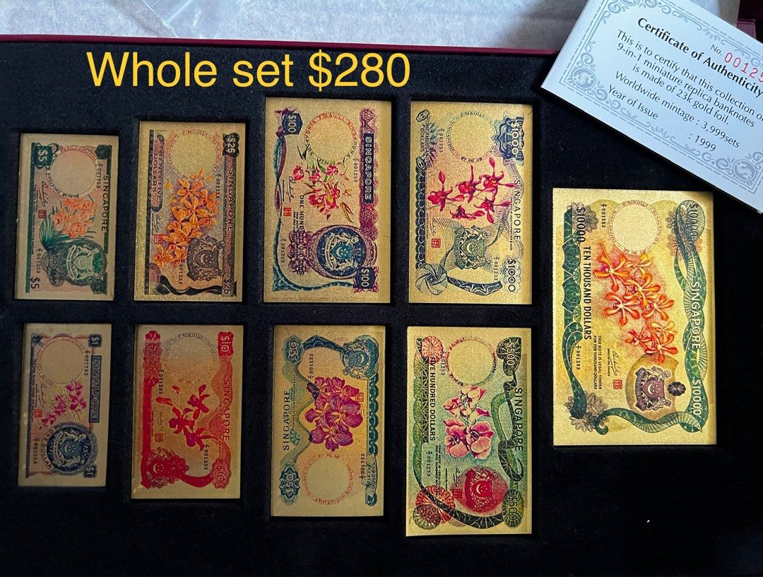 Singapore orchid series currency - 23k Gold foil miniature orchid ...