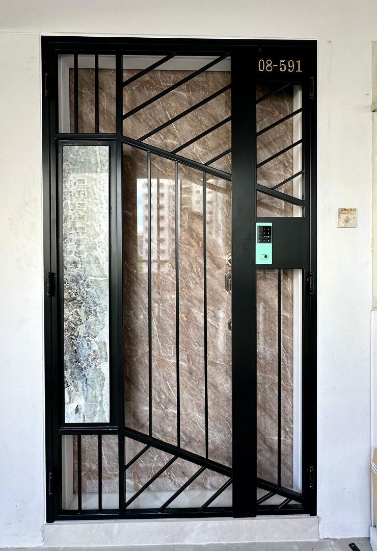 Singapore HDB gate new design #2k gold + mable store Gate - [made by my ...