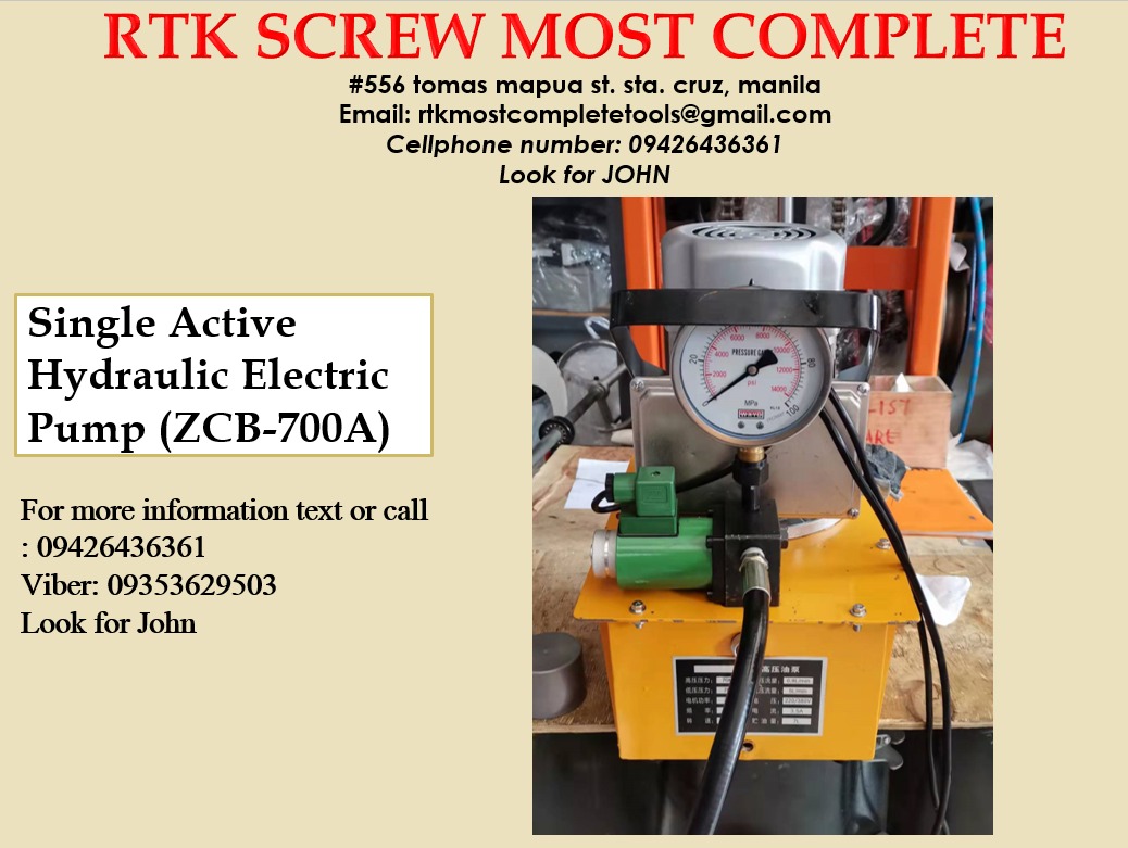 Single Active Hydraulic Electric Pump (ZCB-700A), Commercial & Industrial, Construction Tools ...