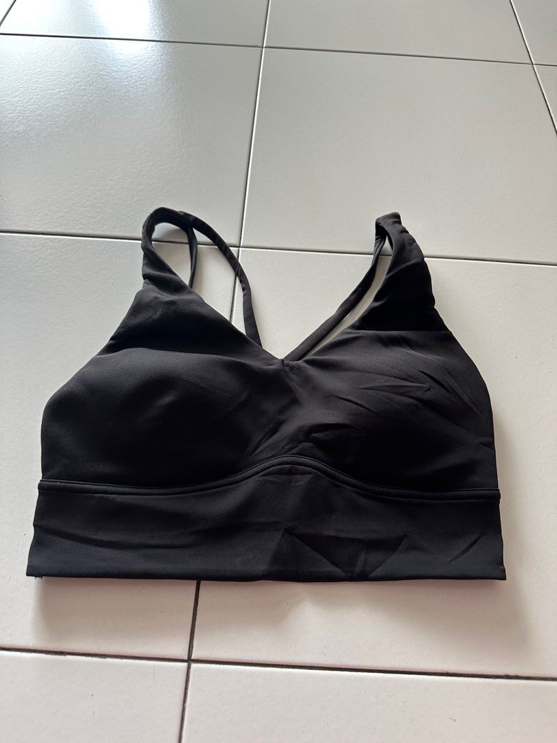 Size 4 Lululemon In Alignment Longline Bra Black, Women's Fashion ...