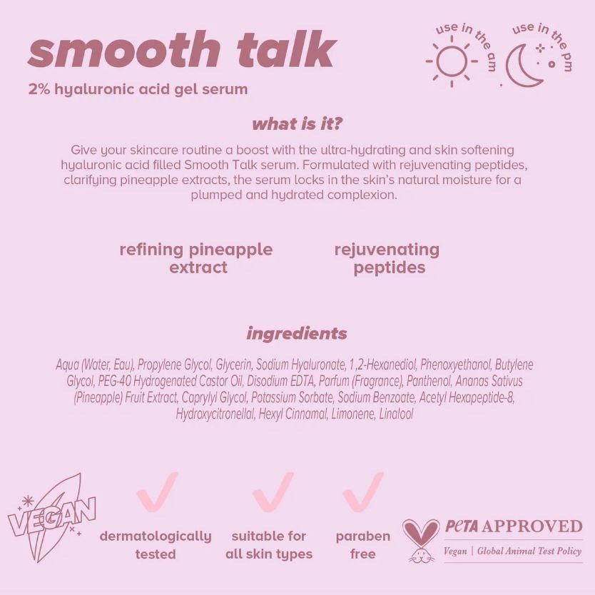 Skin Proud Smooth Talk Face Serum, 2% Hyaluronic Acid, 100% Vegan 25mL ...