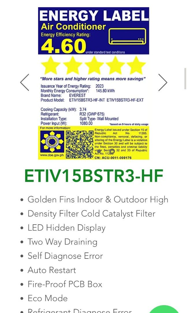SPLIT TYPE AIRCON EVEREST BRAND, TV & Home Appliances, Air Conditioning ...
