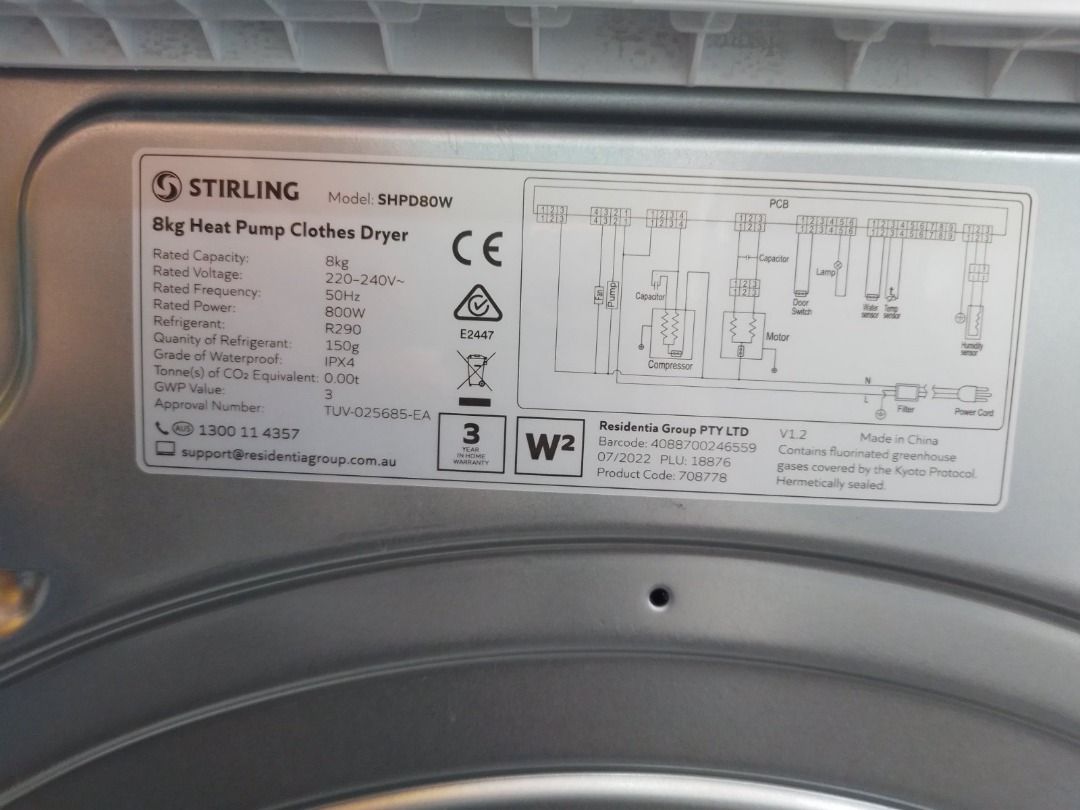 Stirling Heat Pump Clothes Dryer 8kg, TV & Home Appliances, Washing ...