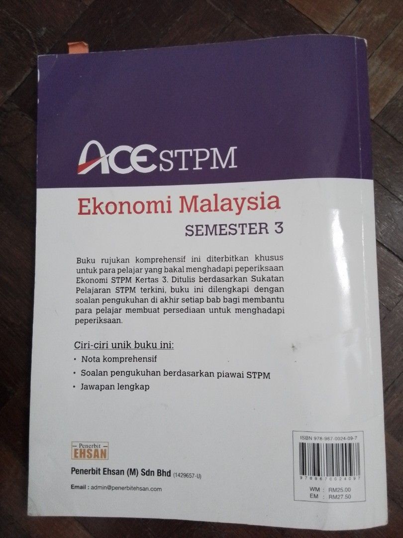 STPM ACE AHEAD EKONOMI MALAYSIA SEM 3, Hobbies & Toys, Books & Magazines, Textbooks on Carousell
