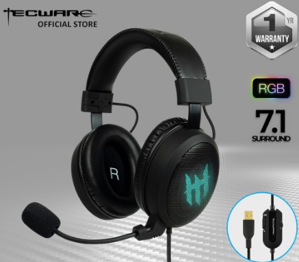 Tecware Q2 / Q5 RGB Over Ear Gaming Headset with Mic, Wired USB 7.1 ...