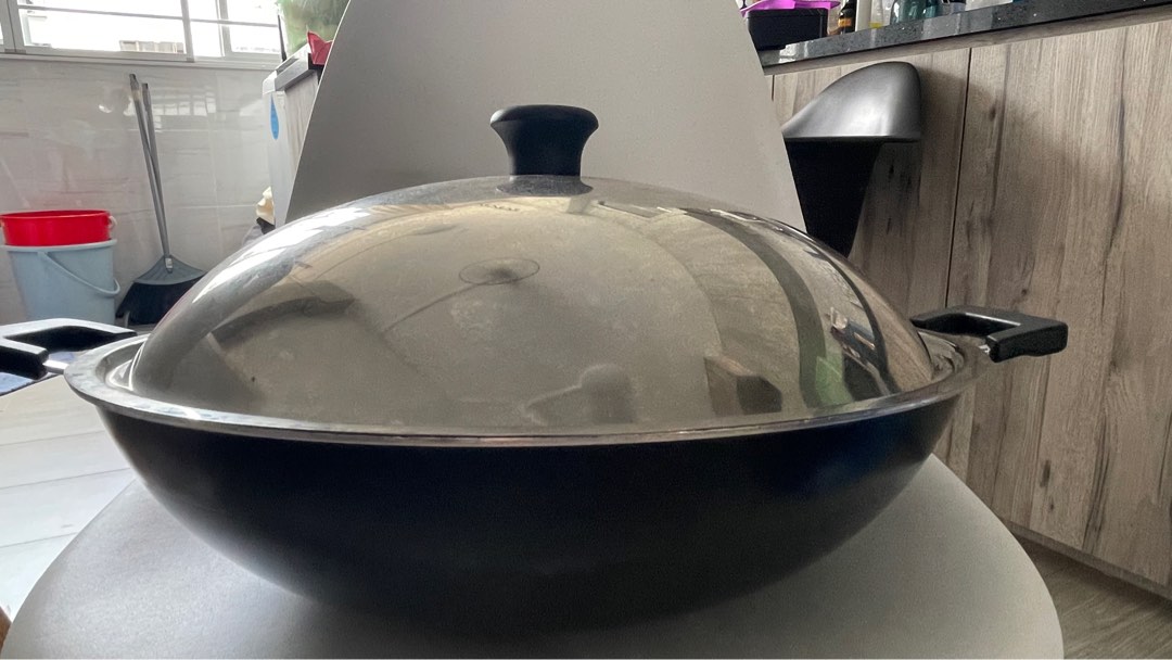 Tefal 36cm Chinese Wok with Lid Non stick, Furniture & Home Living, Kitchenware & Tableware ...