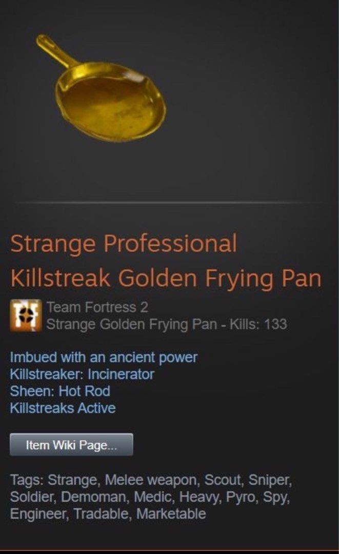 TF2 Golden frying pan for sale!!! Team fortress 2!, Video Gaming, Video ...