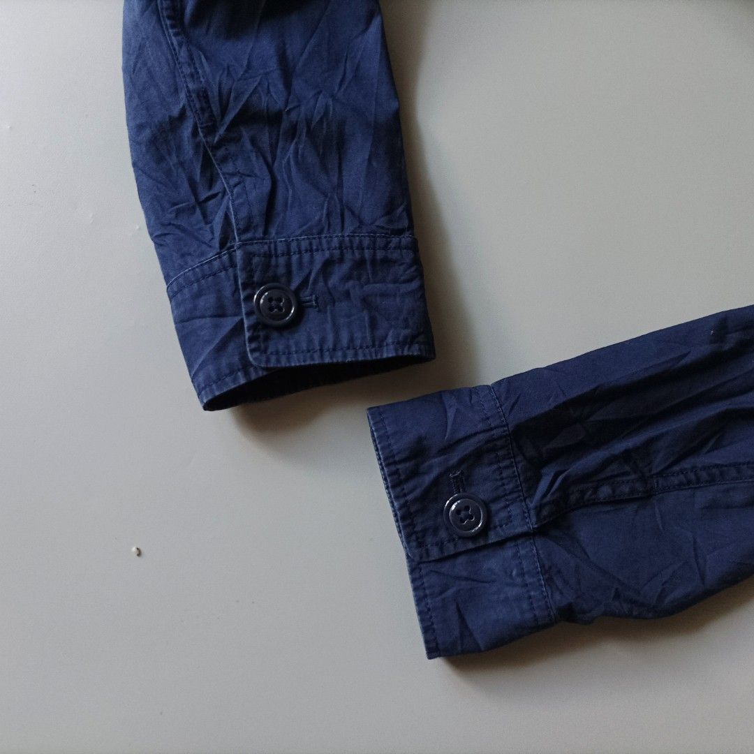 Uniqlo Biru Navy Parka, Fesyen Pria, Pakaian , Baju Luaran di Carousell