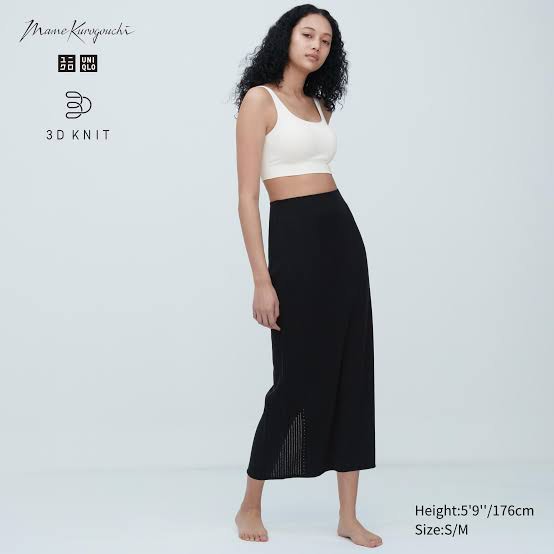 Uniqlo Maxi/Midi Ribbed Skirt (black), Women's Fashion, Bottoms, Skirts ...