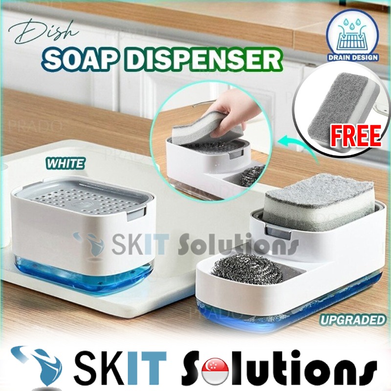 Upgraded 2in1 Dish Soap Dispenser Cleaning Ball Storage Box FREE Sponge ...