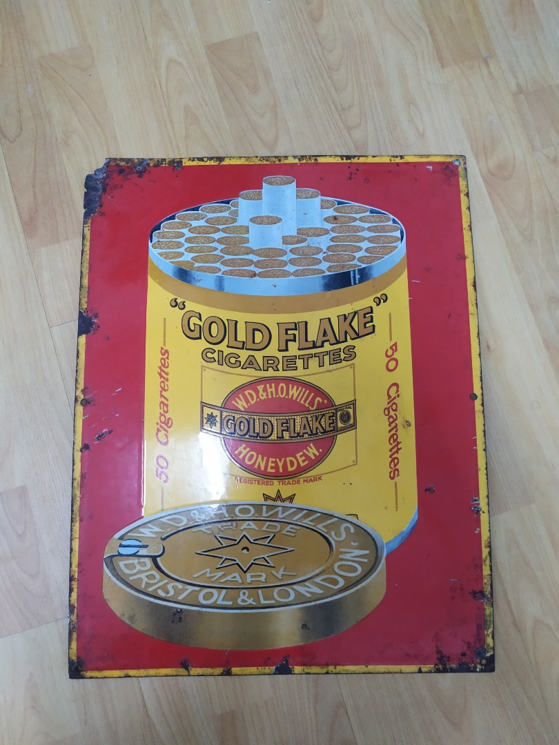 Vintage Gold Flake Cigarettes Advertising Enamel Sign, Hobbies & Toys ...