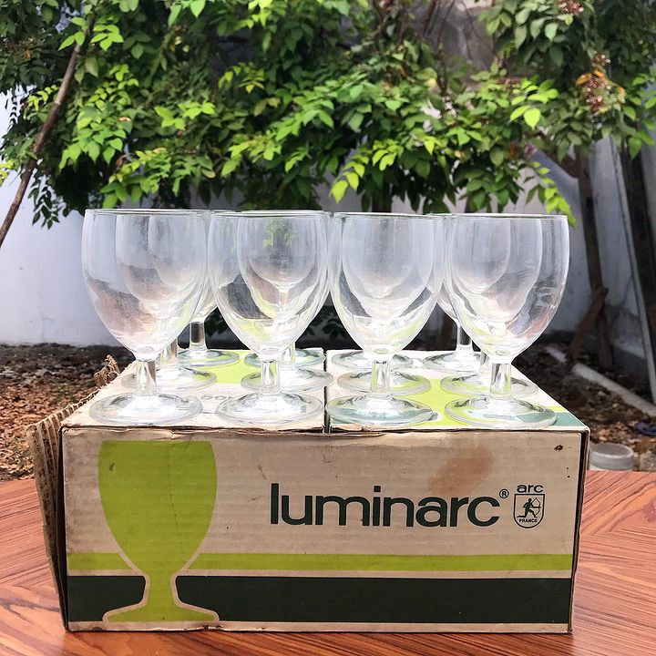 Vintage Luminarc Sologne ANTIQUE 8 GLASSES WINE J G DURAND CRYSTAL D ARQUES LUMINARC apace age ...