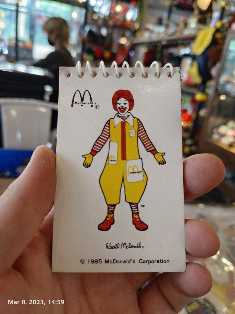 Vintage McDonalds Notepad Happy Meal 1985 Ronald McDonald, Hobbies ...