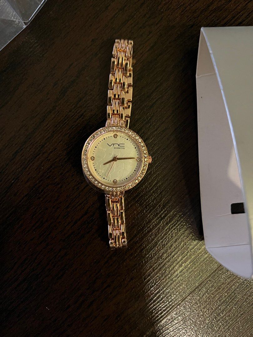 VNC women watch strap jam tangan wanita - gold, Fesyen Wanita, Jam ...