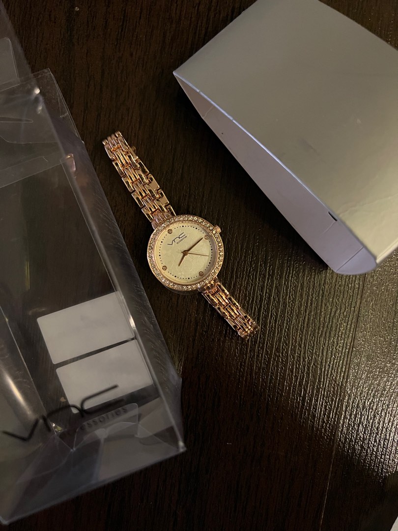 VNC women watch strap jam tangan wanita - gold, Fesyen Wanita, Jam ...