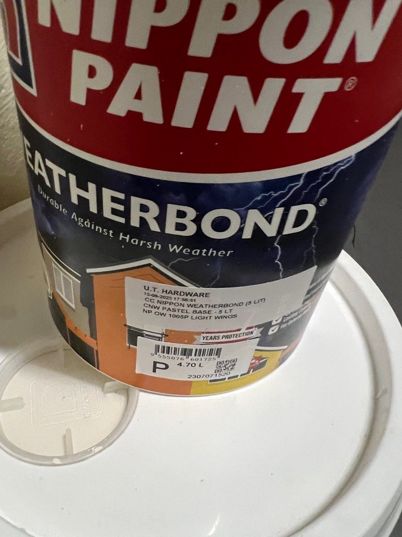Weatherbond 5 litre light wings nippon paint, Furniture & Home Living ...