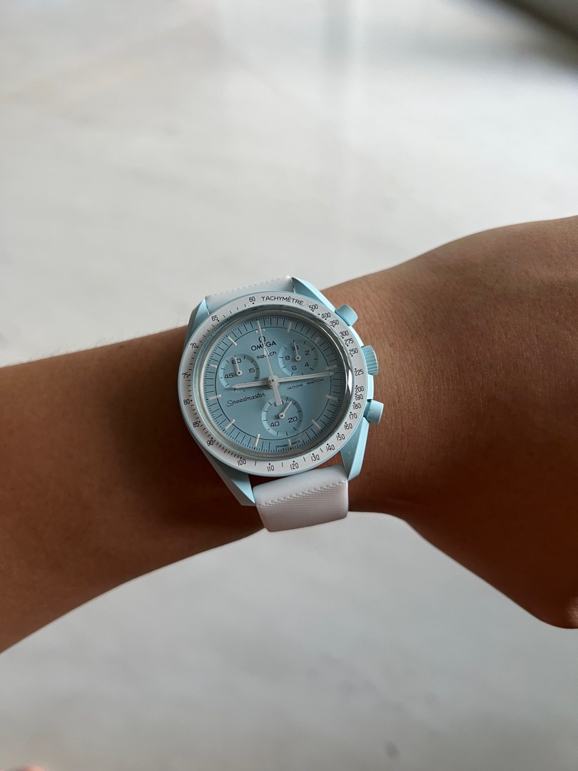 White rubber strap 20mm Omega x Swatch MoonSwatch, Luxury, Watches on ...