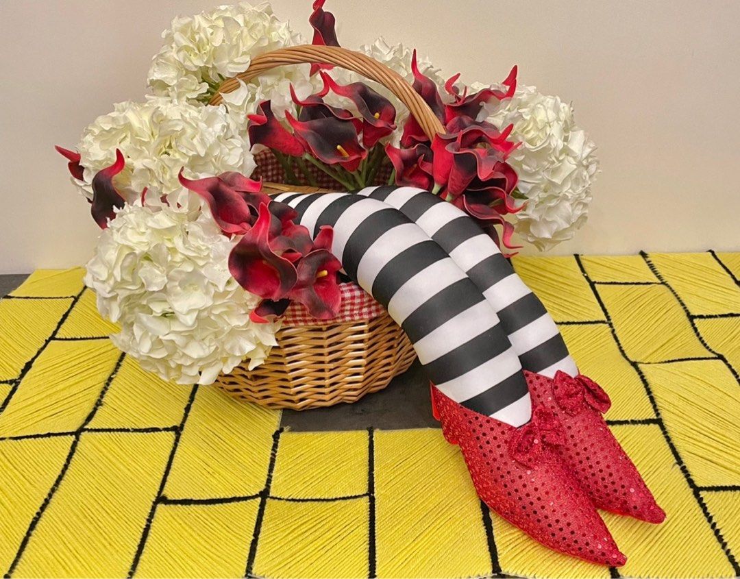 Wizard of Oz Decor - Wicked Witch Legs & Yellow Brick Road Table Runner ...