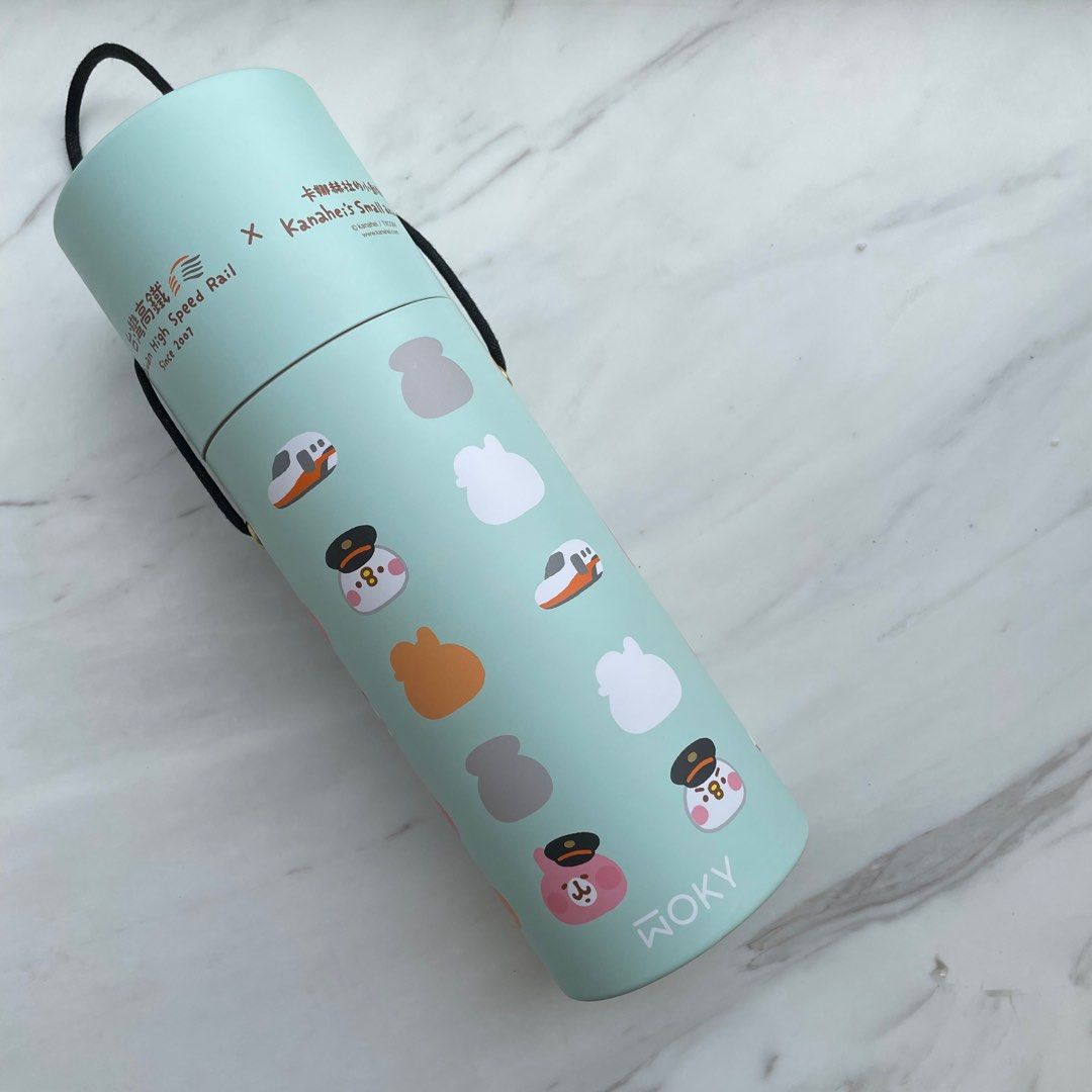 WOKY 輕量隨行陶瓷保溫瓶 台灣高鐵x卡娜赫拉 聯名 400ml, 家具及居家用品, 廚具和餐具, 水杯、水壺在旋轉拍賣