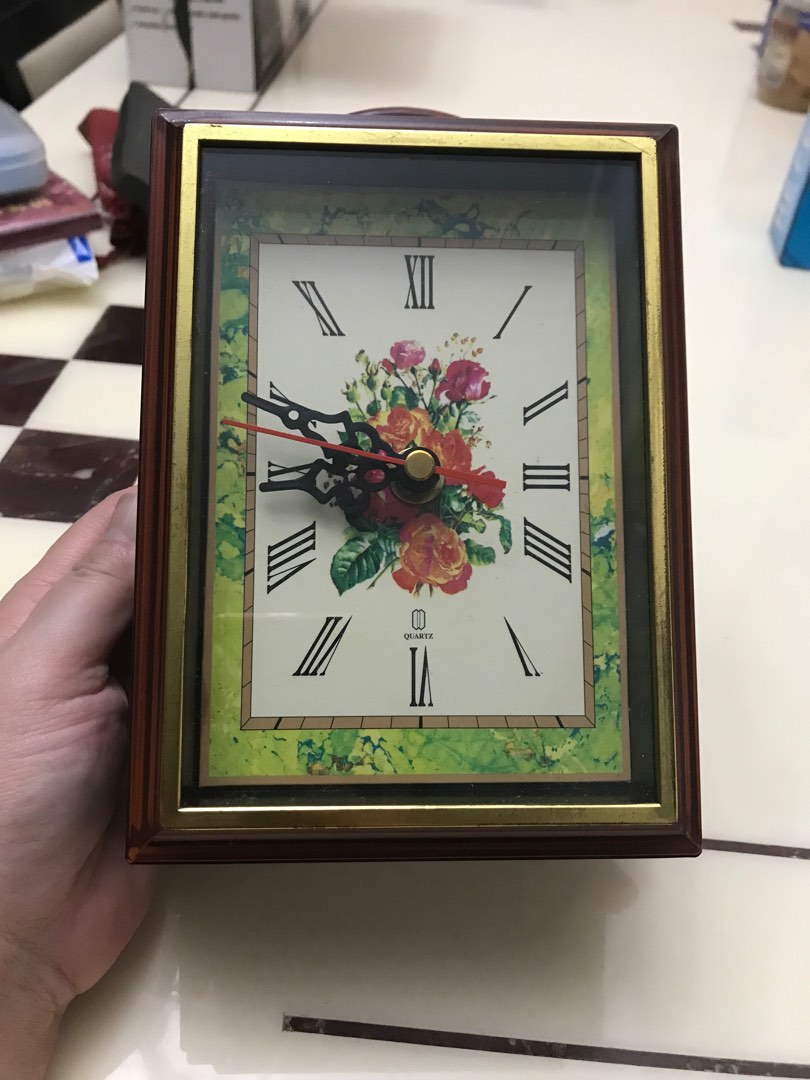 Wooden Clock with Key Holder, Furniture & Home Living, Home Decor ...