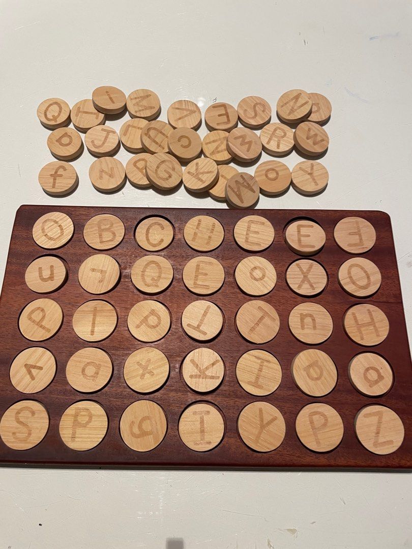 Wooden playboard alphabets in capital and small letters, Hobbies & Toys ...
