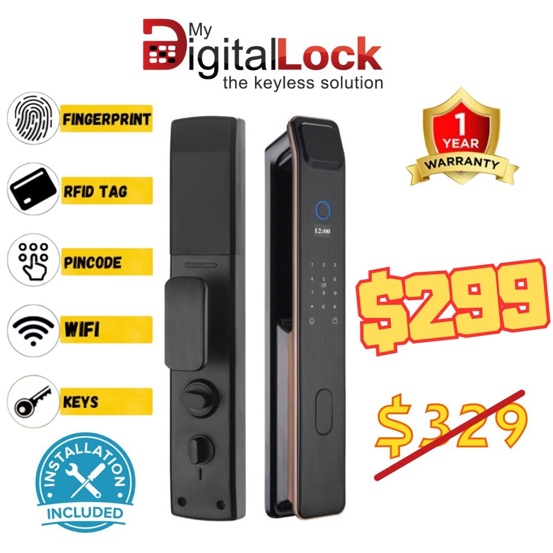 YUE x9 DOOR Fingerpritn DIGITAL LOCK [For HDB door] with installtion ...