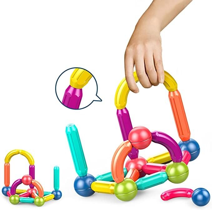 25 PC SET Magnetic Stick Balls & Rods Set Building Sticks Blocks STEM Stacking Magnet ...