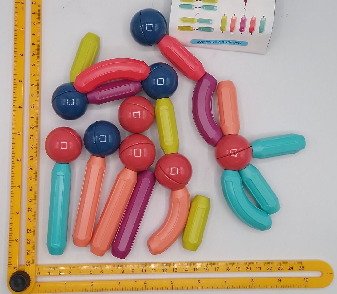 25 PC SET Magnetic Stick Balls & Rods Set Building Sticks Blocks STEM Stacking Magnet ...