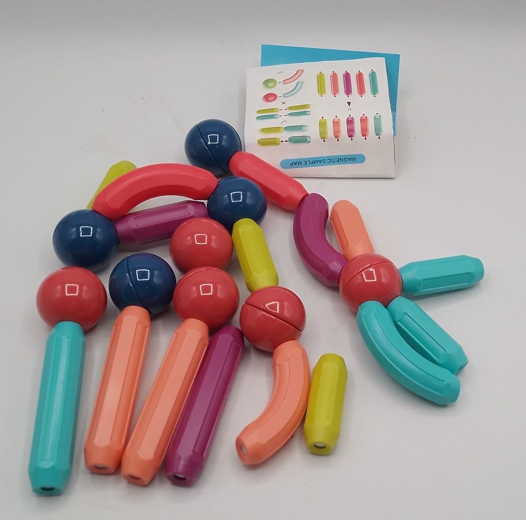 25 PC SET Magnetic Stick Balls & Rods Set Building Sticks Blocks STEM Stacking Magnet ...