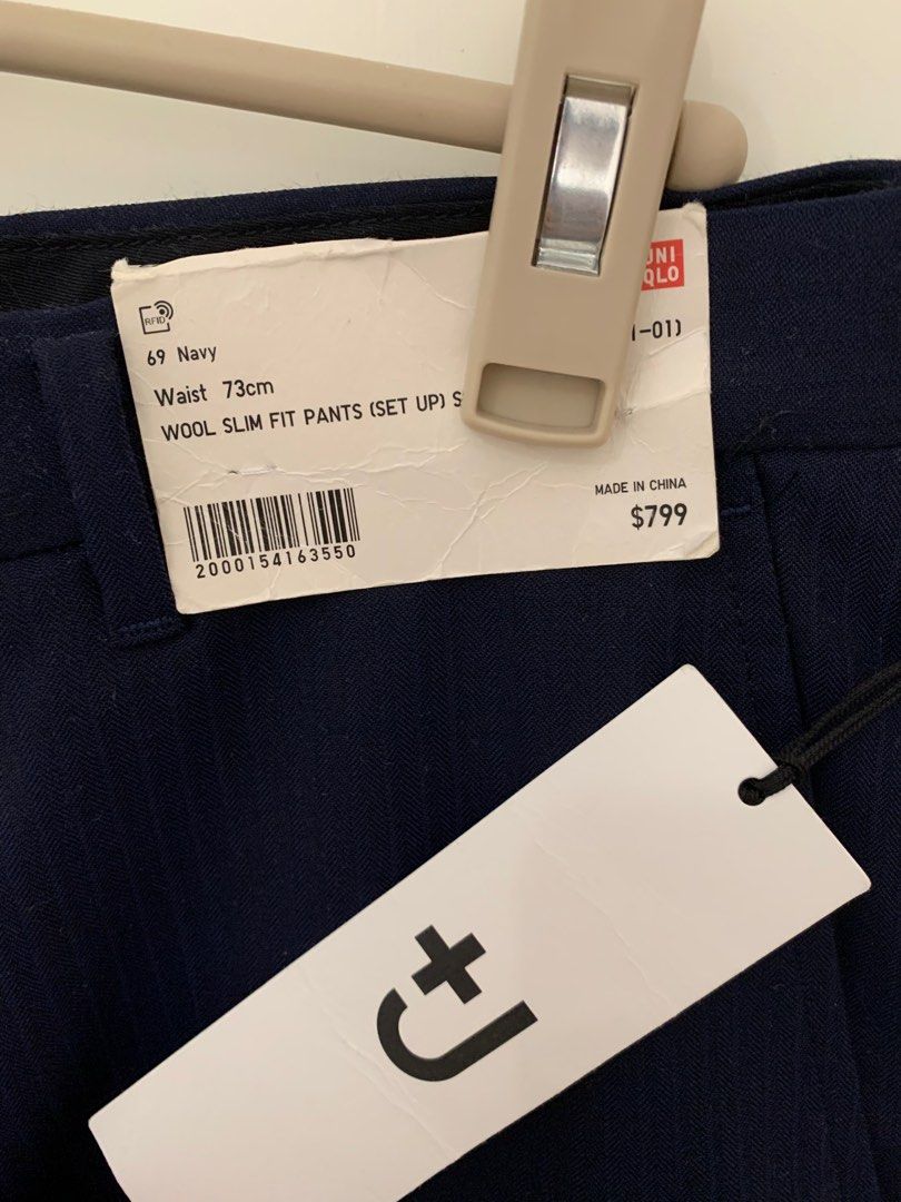 全新半價 +J Uniqlo +J 限定聯乘 羊毛 藍 直間 長褲 西褲 wool, 男裝, 褲＆半截裙, 長褲 - Carousell
