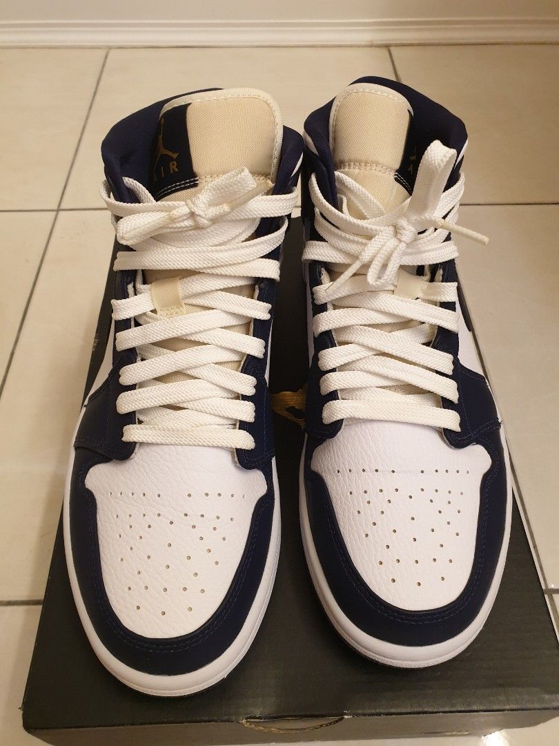 Air Jordan 1 Mid Obsidian, Men's Fashion, Footwear, Sneakers on Carousell