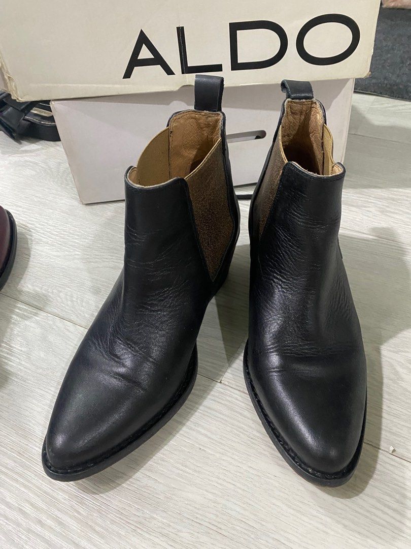 Aldo Black Leather Boots, Women's Fashion, Footwear, Boots on Carousell