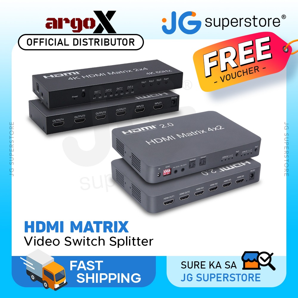 ArgoX 2x4 /4x2 HDMI Matrix Video Switch Splitter with 4K 60Hz Ultra HD ...