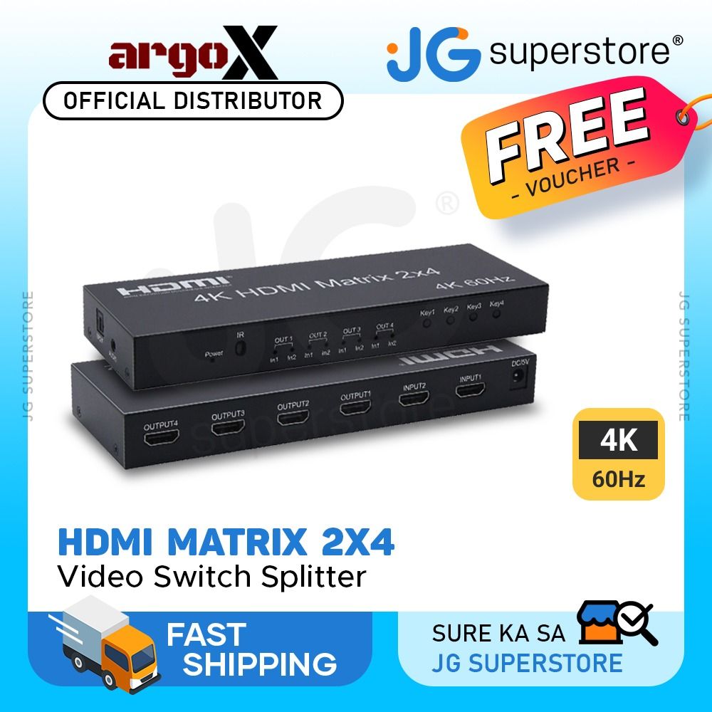 ArgoX 2x4 /4x2 HDMI Matrix Video Switch Splitter with 4K 60Hz Ultra HD ...