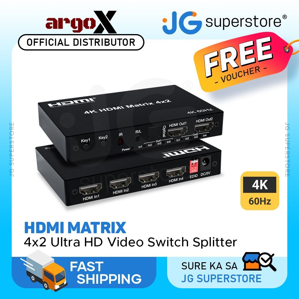 ArgoX 4K 60Hz HDMI Matrix 4x2 / 2x2 / 2x4 Video Switch Splitter Ultra ...