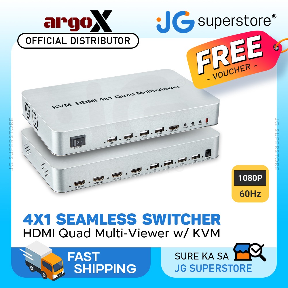 ArgoX HDSW4-V HDMI 4x1 Quad Video Multi-Viewer Seamless Switch with KVM ...