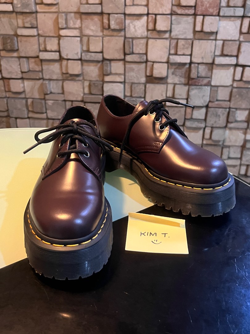 [Authentic] Dr Martens 1461 Quad Polished Smooth Burgundy Uk5, Women's Fashion, Footwear, Boots ...